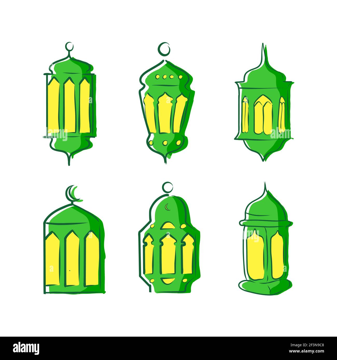 ramadan lantern set for your designs, hand drawn ramadan kareem vector ...