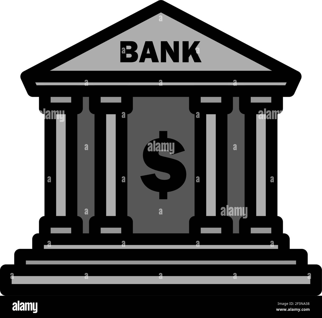 Bank Icon. Editable Thick Outline With Color Fill Design. Vector ...