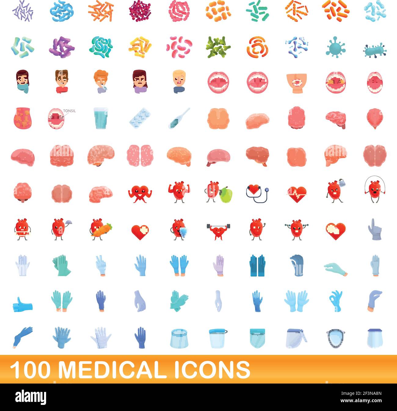 100 medical icons set. Cartoon illustration of 100 medical icons vector ...
