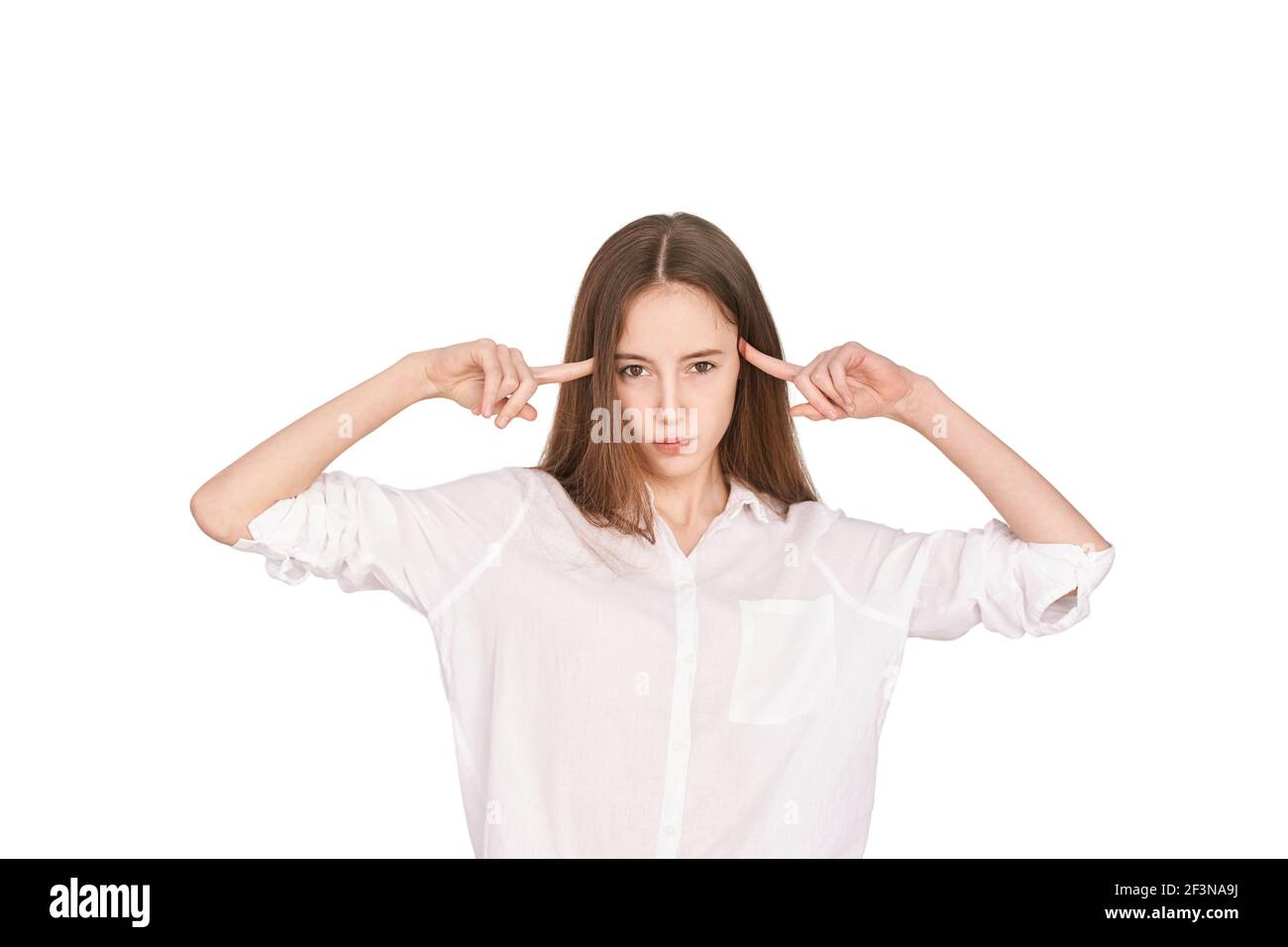 Sad emotion. Showing gesture. Attractive teenager. Looking. Hands point ...