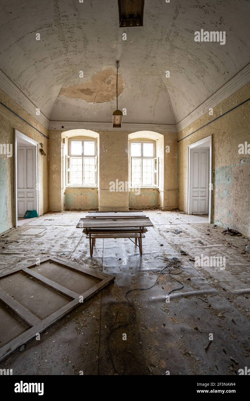 interior of an old abandoned castle Stock Photo - Alamy