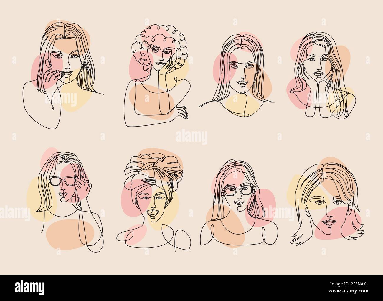 eight women drawn Stock Vector Image & Art - Alamy