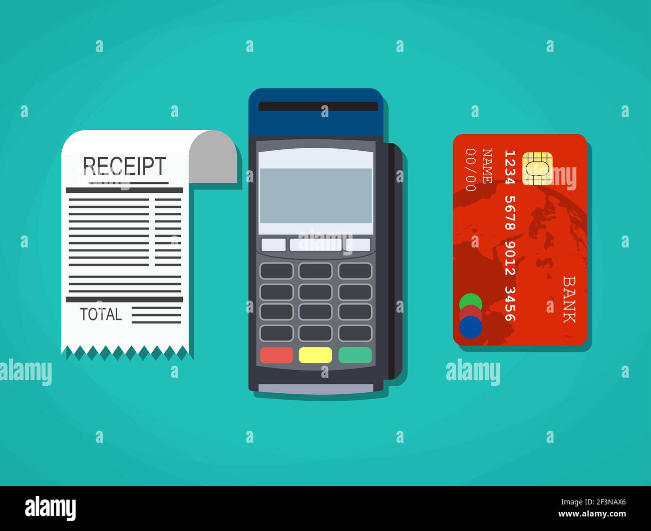 pos terminal, paper receipt and debit credit Stock Vector Image & Art ...