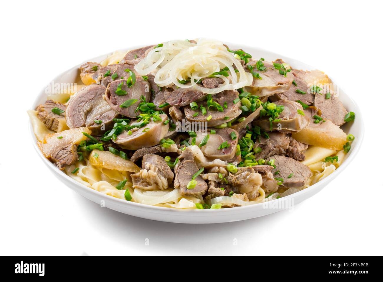 Kazakh traditional dish beshbarmak with horse meat Stock Photo - Alamy