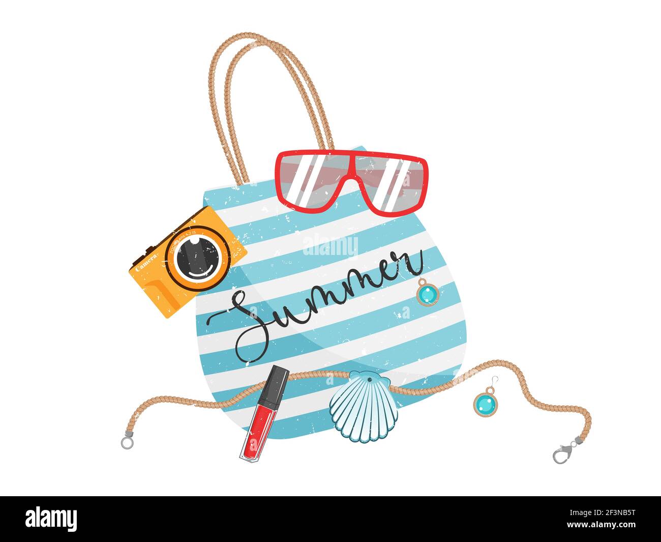 Summer colorful items collection. Holiday set. Vector illustration ...