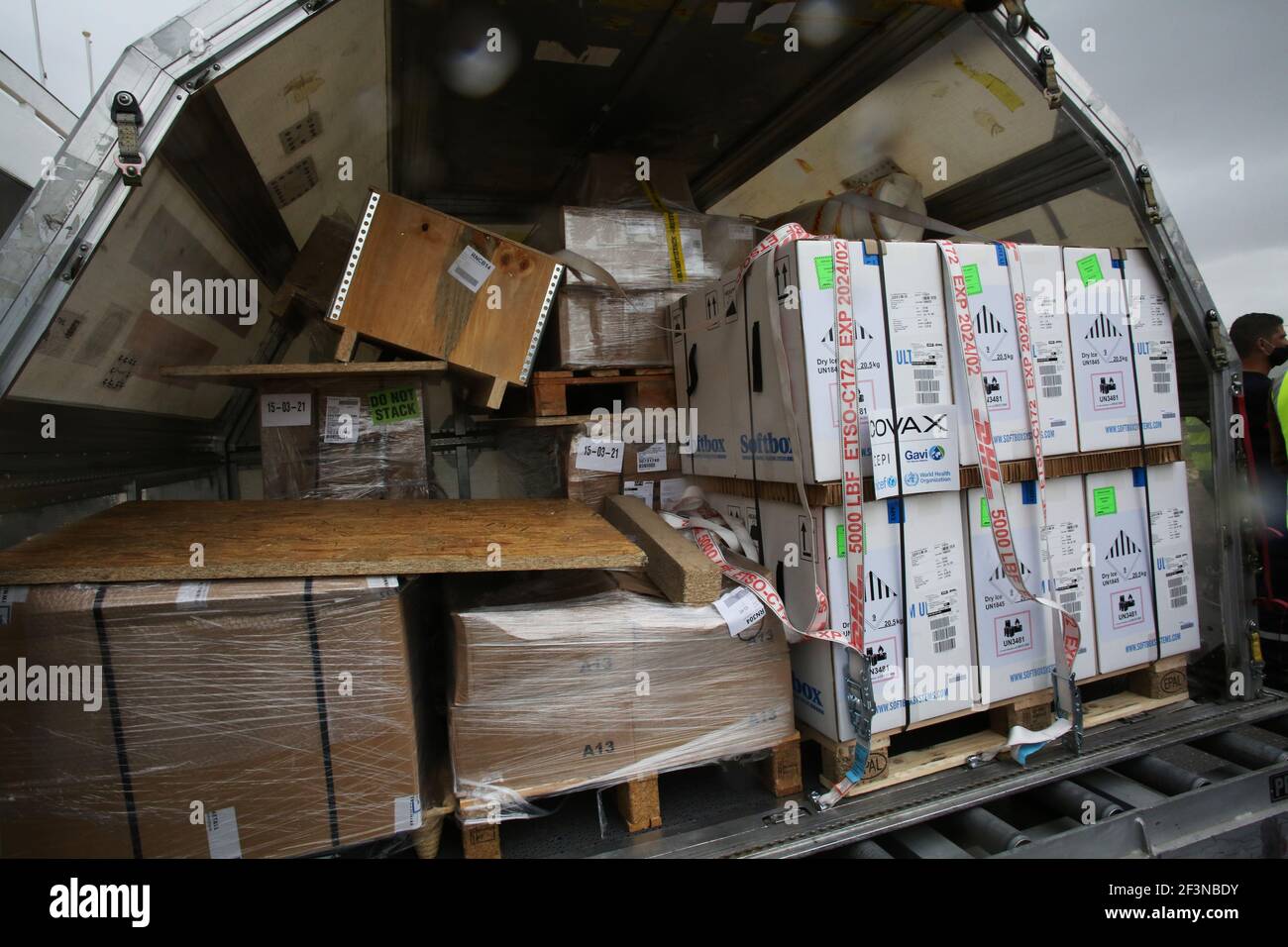 Containers with Cavax vaccines seen during a ceremony marking the ...