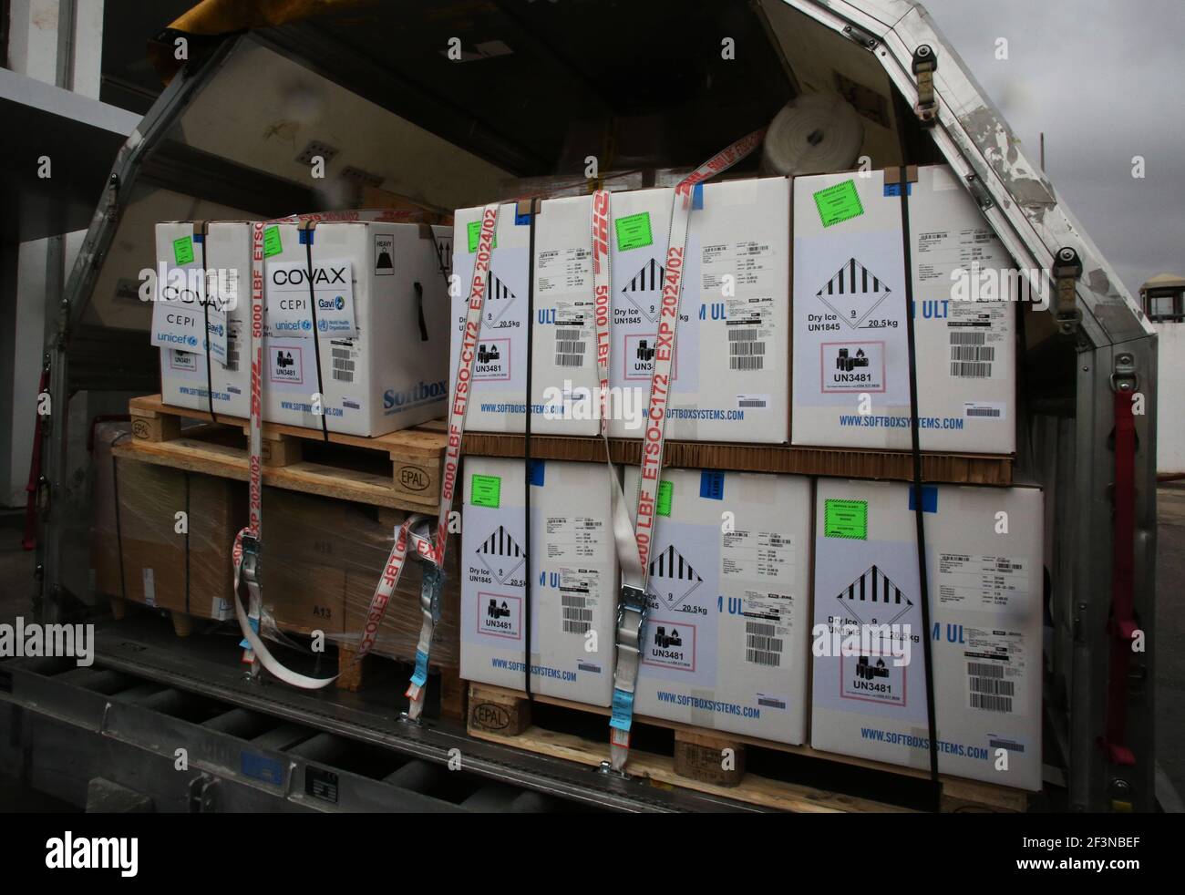 Containers with Cavax vaccines seen during a ceremony marking the ...