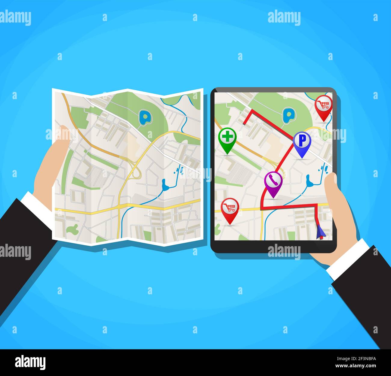 World Map. Mobile GPS Navigation Stock Vector Image & Art - Alamy