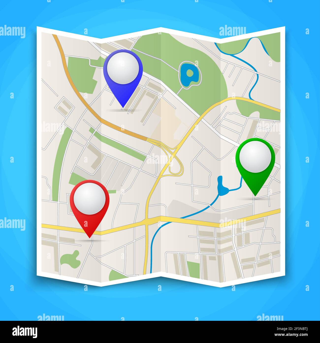 Folded maps with color point markers Stock Vector Image & Art - Alamy