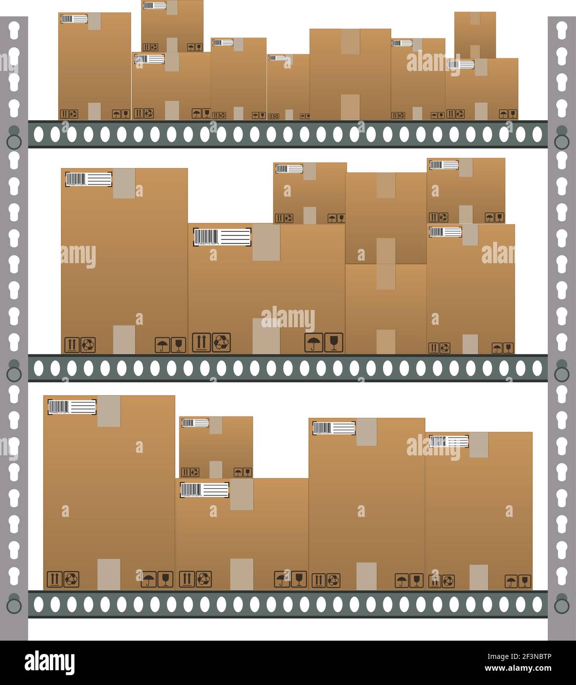 Metallic shelves with cartoon brown boxes Stock Vector Image & Art - Alamy