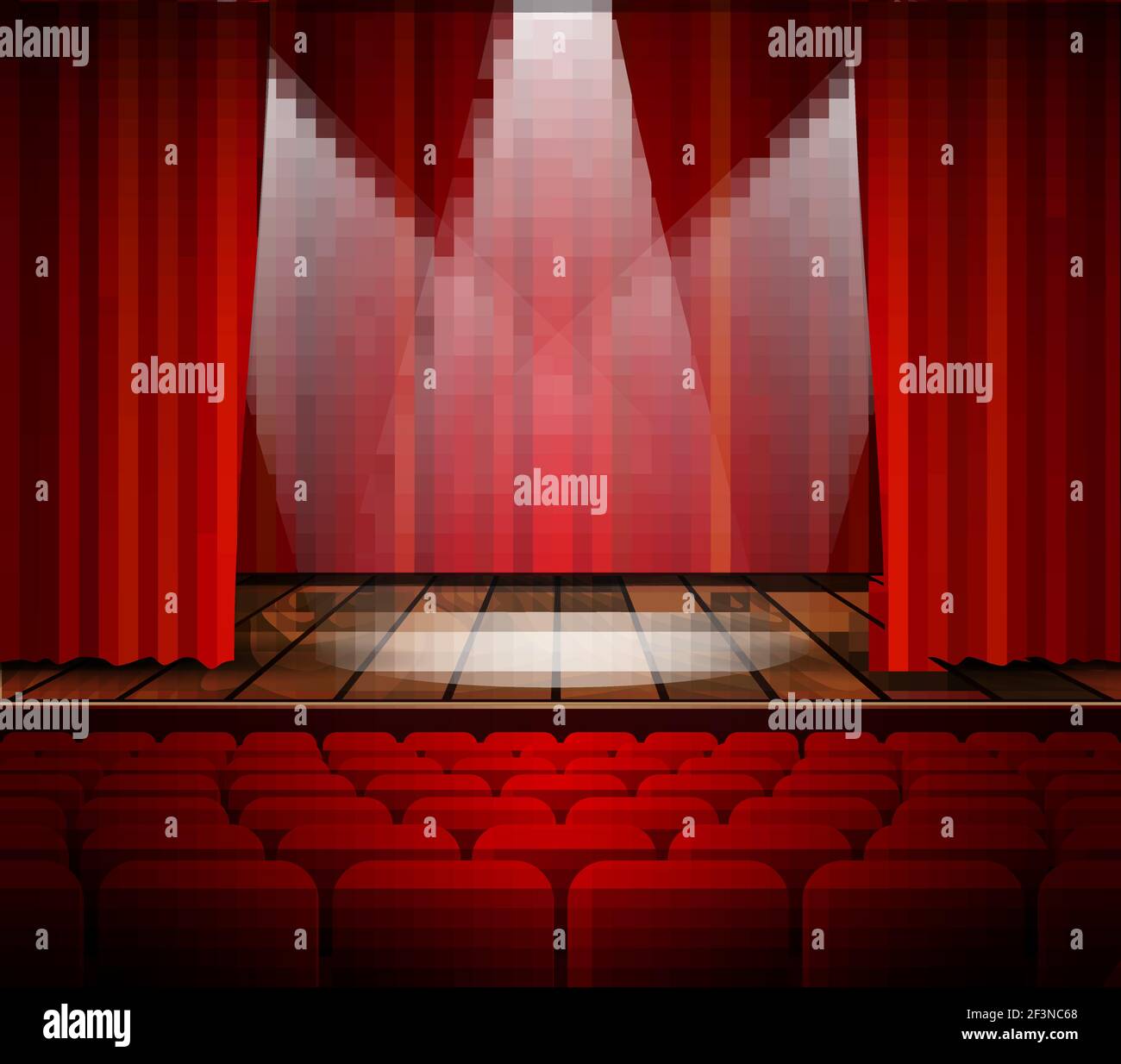 Wooden stage red curtain background Stock Vector Images - Alamy