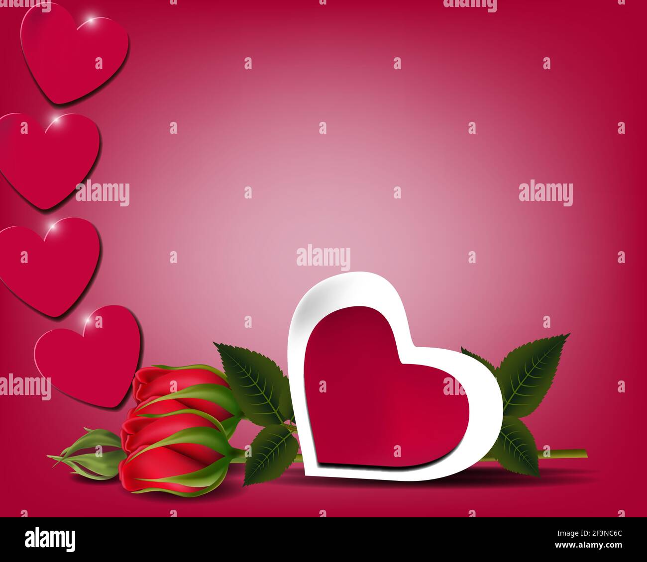 congratulations card with red rose and hearts Stock Photo - Alamy