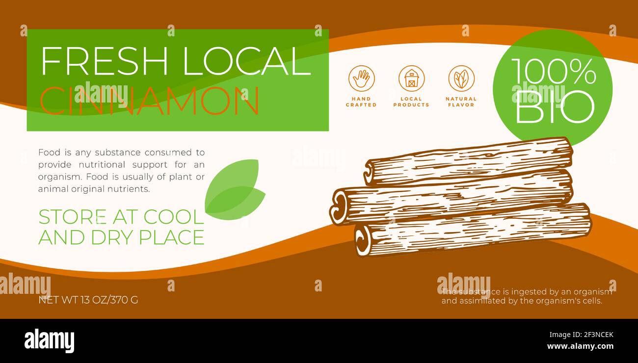 Fresh Local Spices Label Template. Abstract Vector Packaging Horizontal ...
