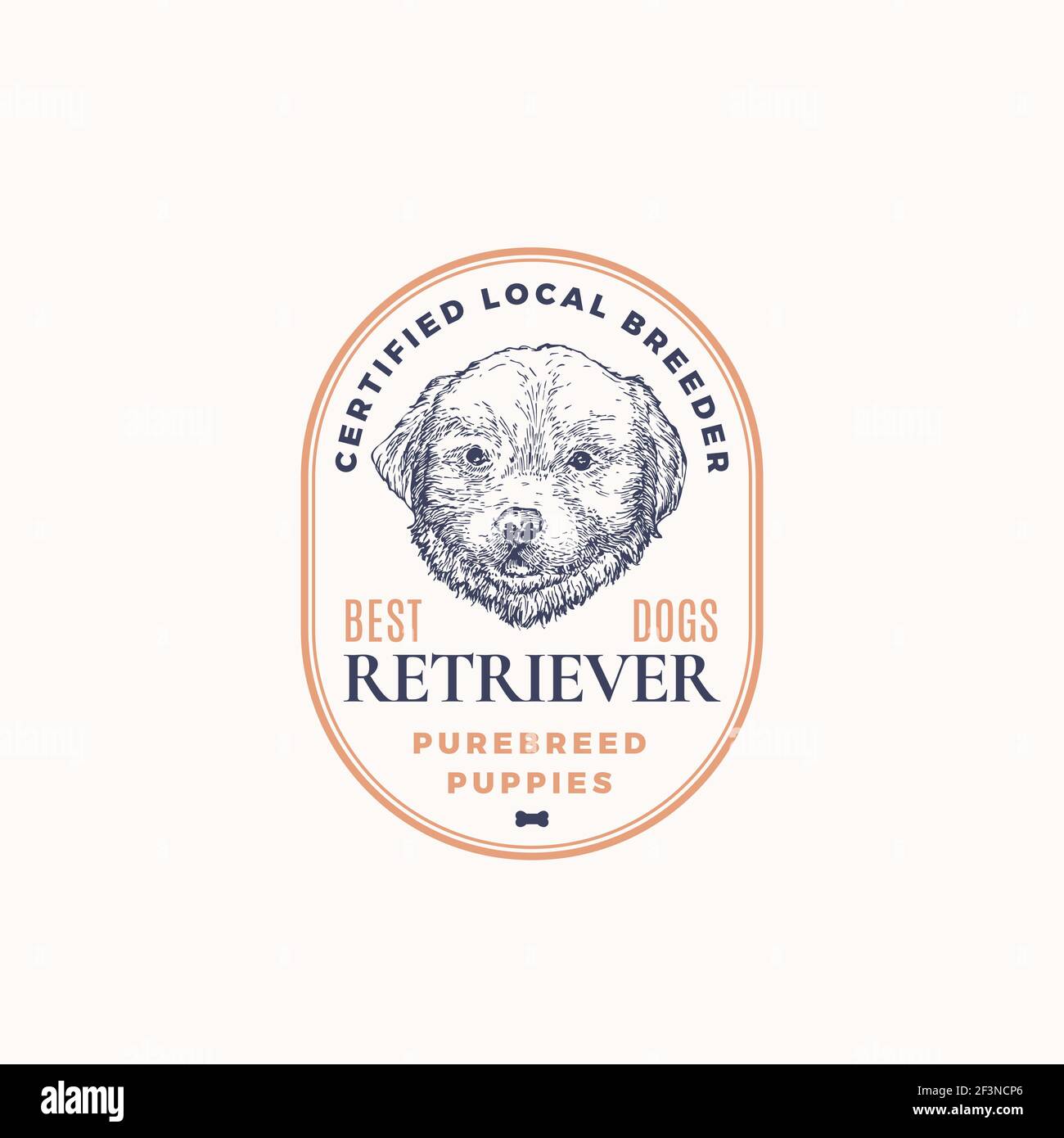 Certified Dog Breeder Frame Badge or Logo Template. Hand Drawn ...