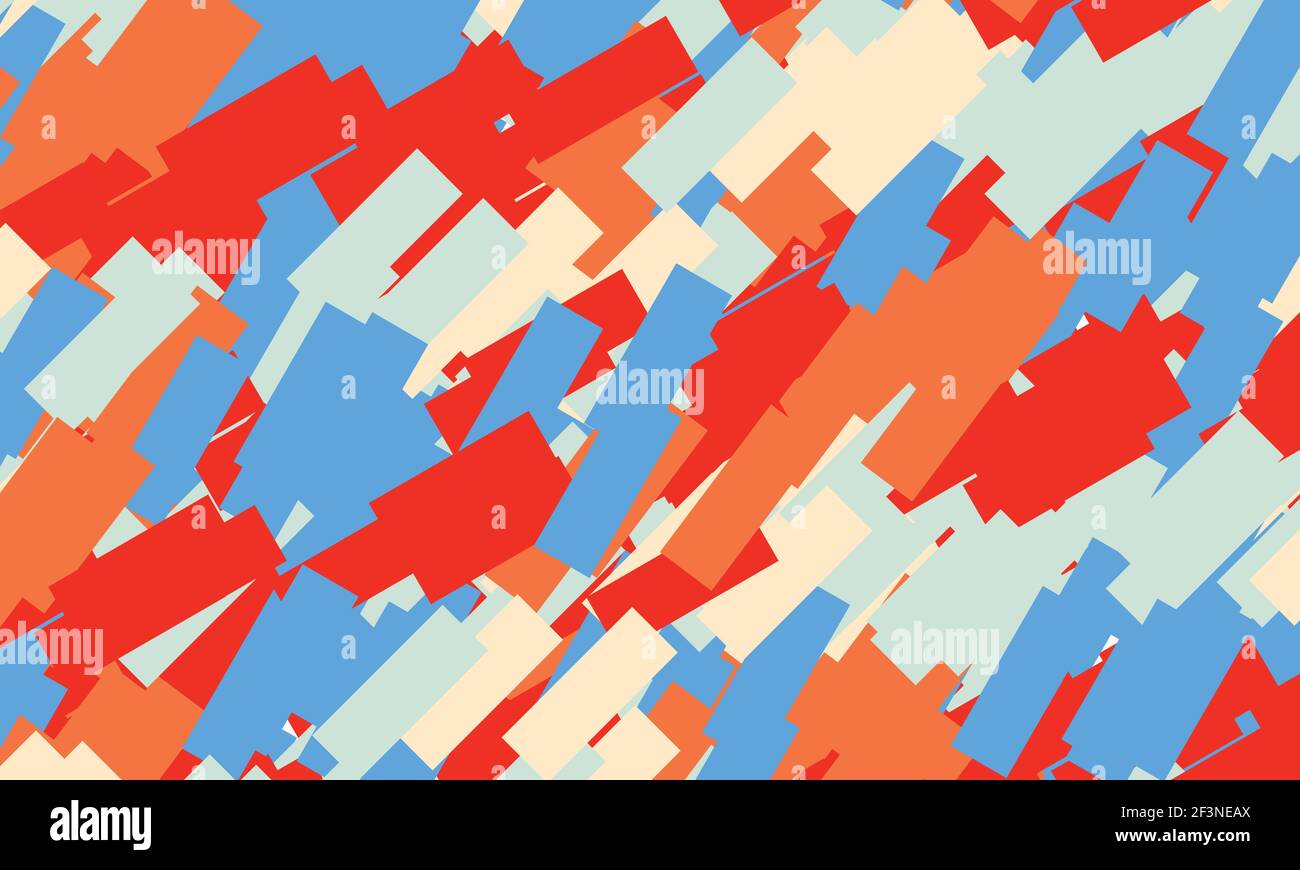 Abstract red, blue and orange background with colorful rectangles. The ...