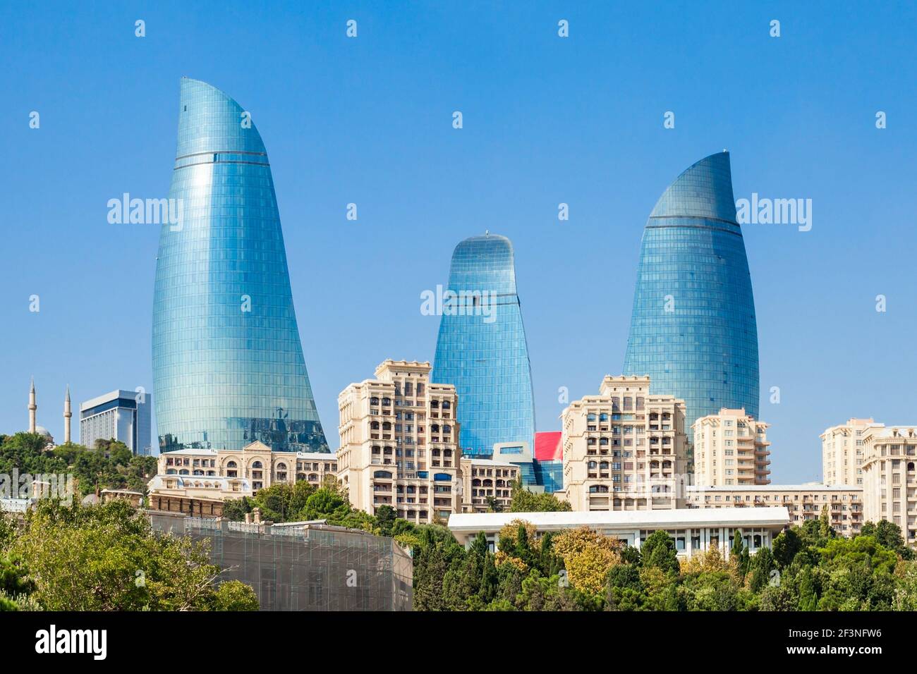 BAKU, AZERBAIJAN - SEPTEMBER 15, 2016: Baku Flame Towers is the tallest ...
