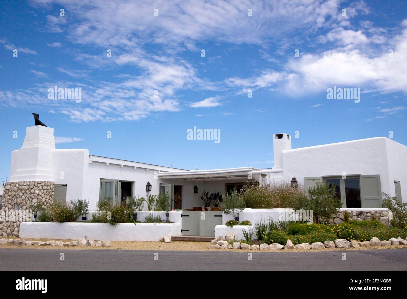 Traditional beach cottage in Paternoster South Africa with white washed ...