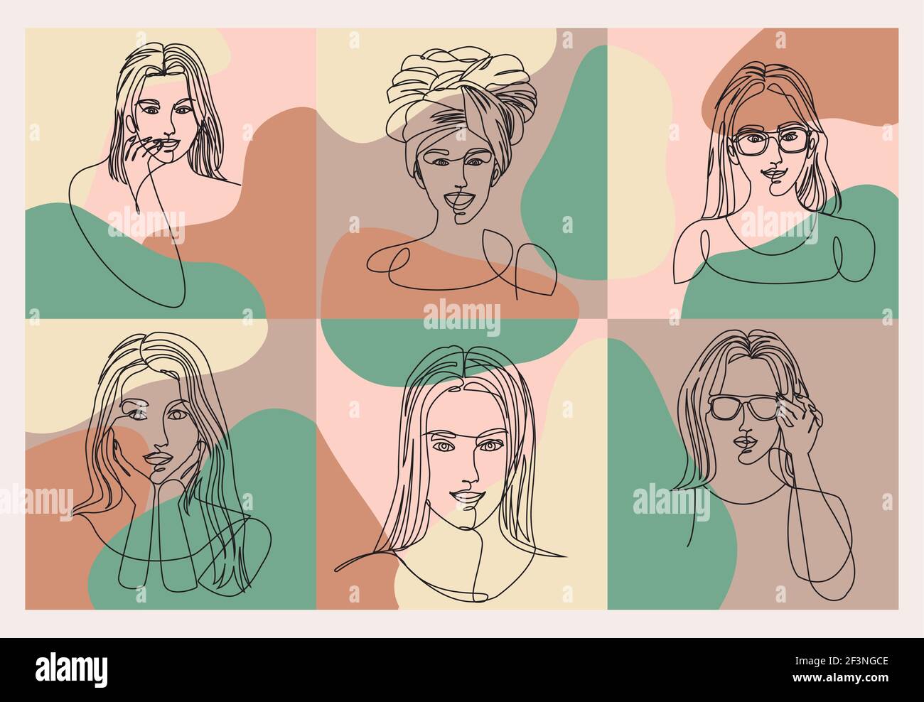 six women drawn Stock Vector Image & Art - Alamy