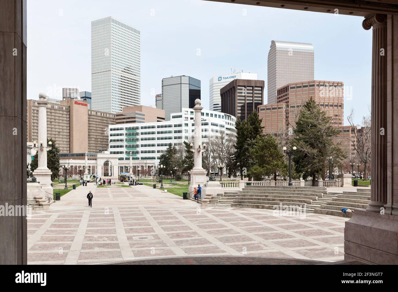The skyline of downtown Denver as seen from the Greek amphitheater in ...