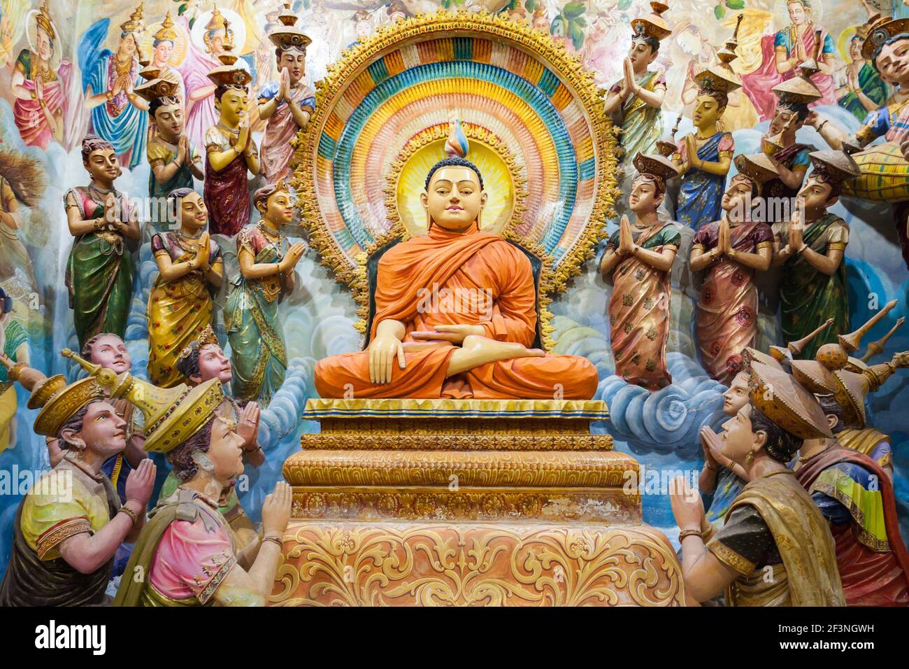 NEGOMBO, SRI LANKA - FEBRUARY 08, 2017: Angurukaramulla Temple interior ...