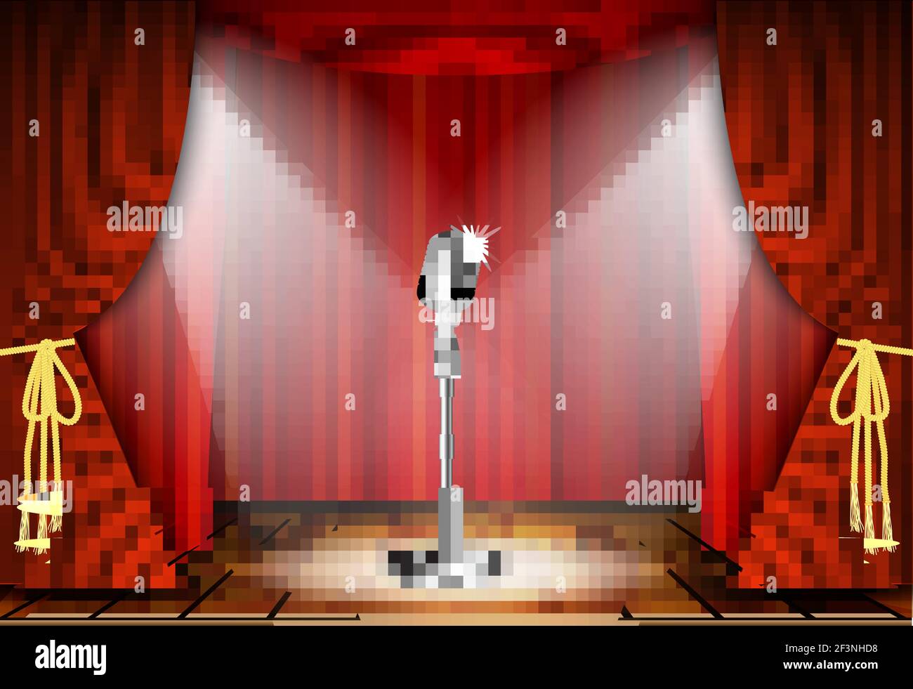Microphone and red curtain Stock Vector Image & Art - Alamy