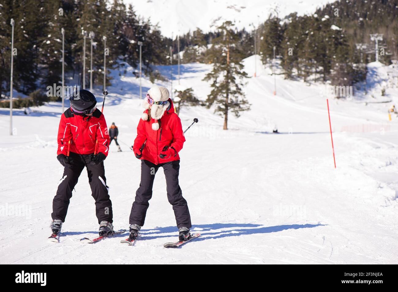 Happy friends having fun in Mountains ski resort - nature and sport ...