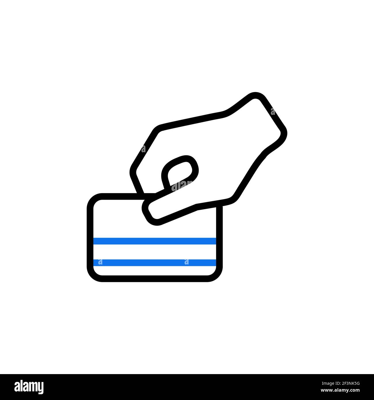 Hand swipe credit card during purchase outline icon. Business sign ...