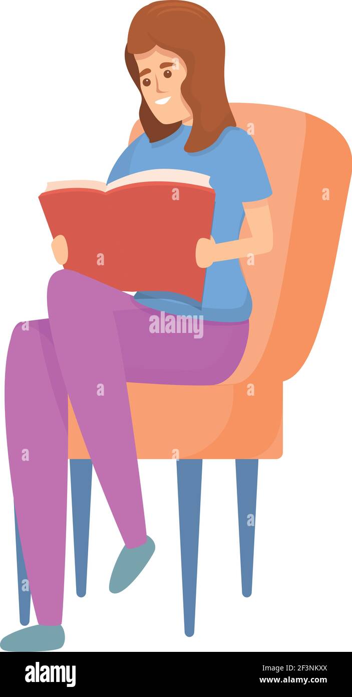 Weekend book reading icon. Cartoon of Weekend book reading vector icon ...