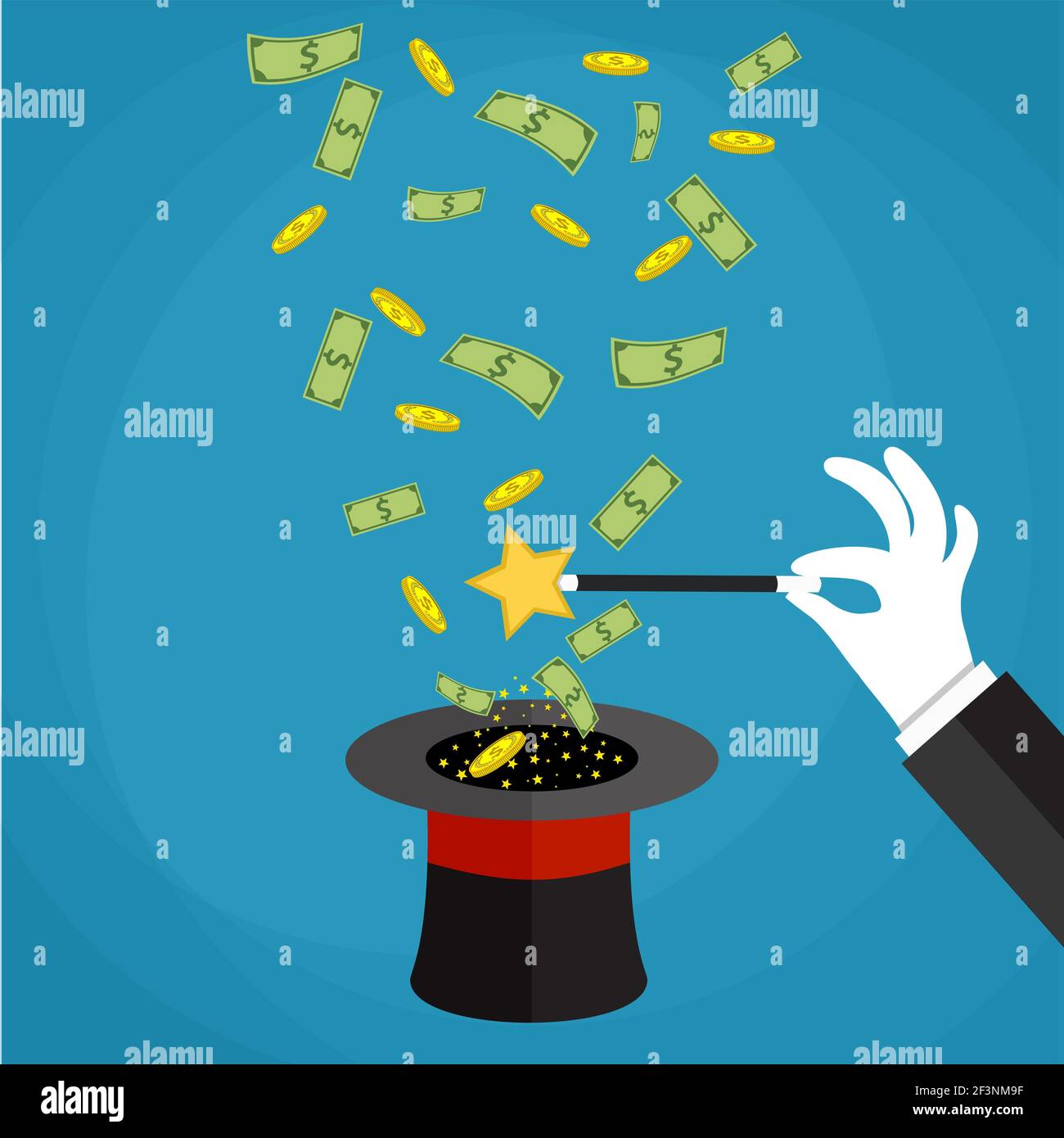 Cash magic hat concept Stock Vector Images - Alamy