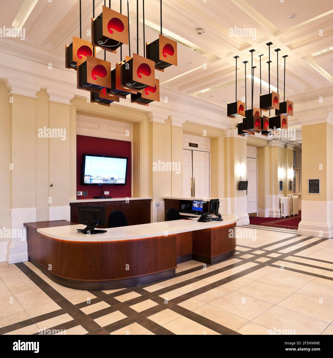 Paisley Town Hall. A 19th century building refurbished Classical busts ...