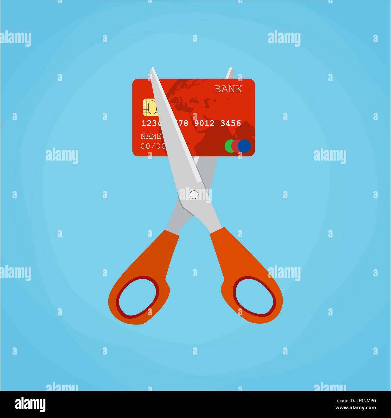 Red credit card cutting by the scissors Stock Vector Image & Art - Alamy