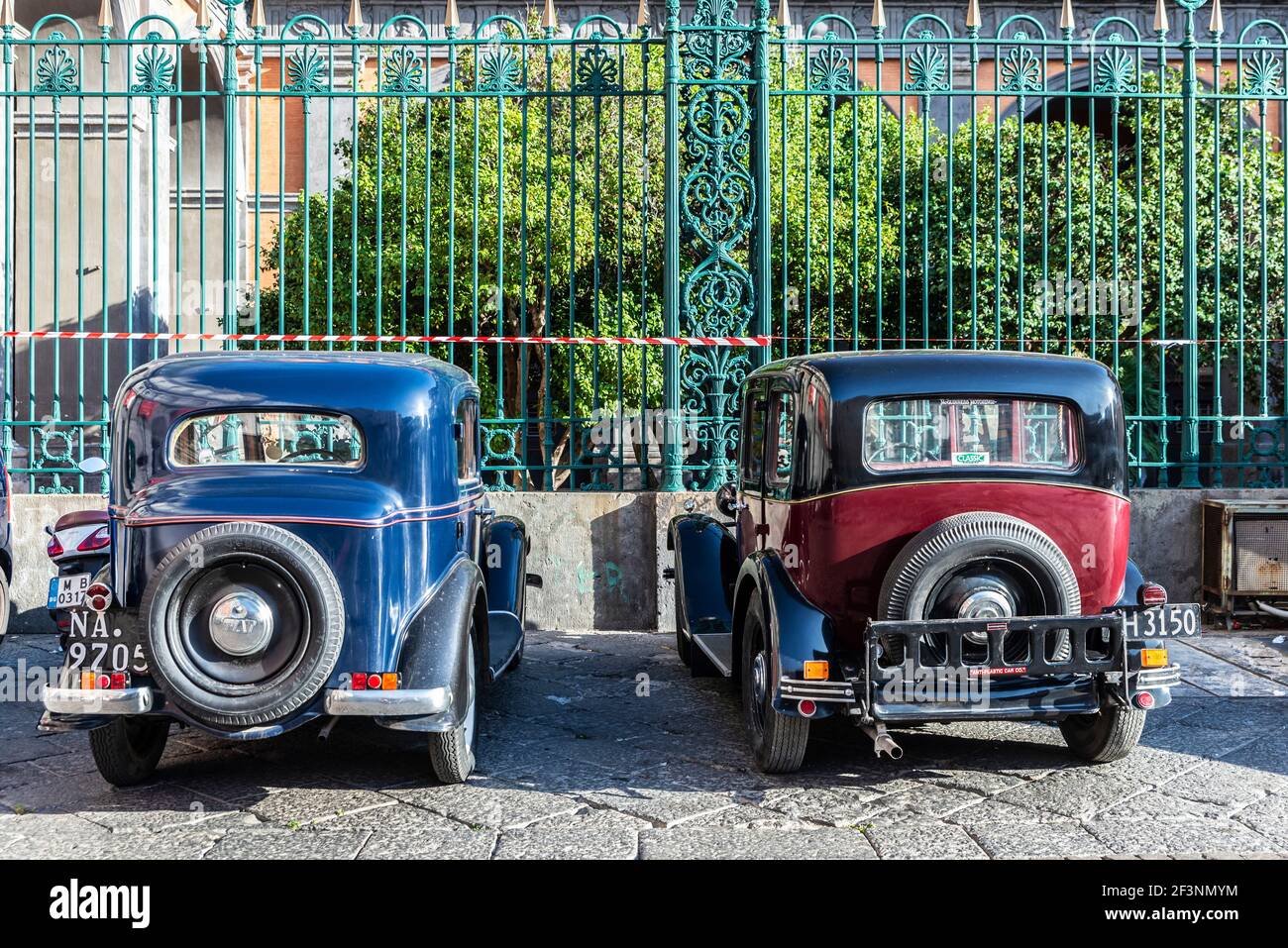 Naples, Italy - September 9, 2019: Old retro vintage cars from the ...