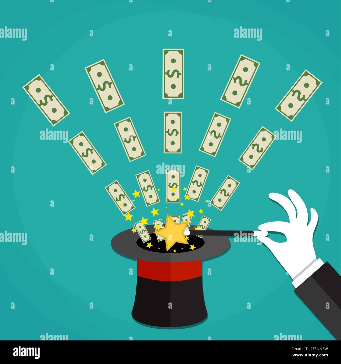 Cash magic hat concept Stock Vector Images - Alamy