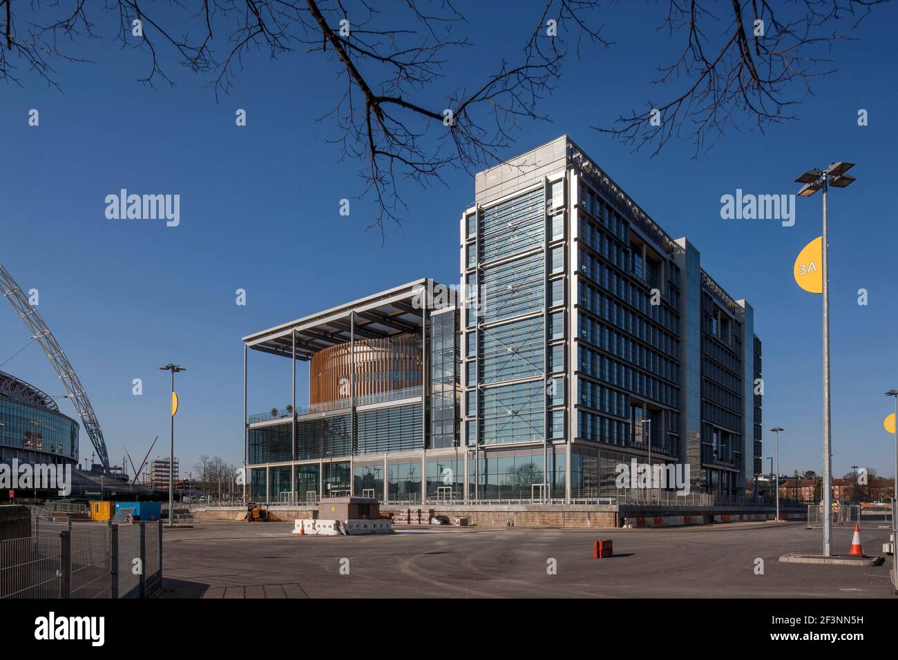 Brent Civic Centre and Wembley Library, a tall modern structure with ...