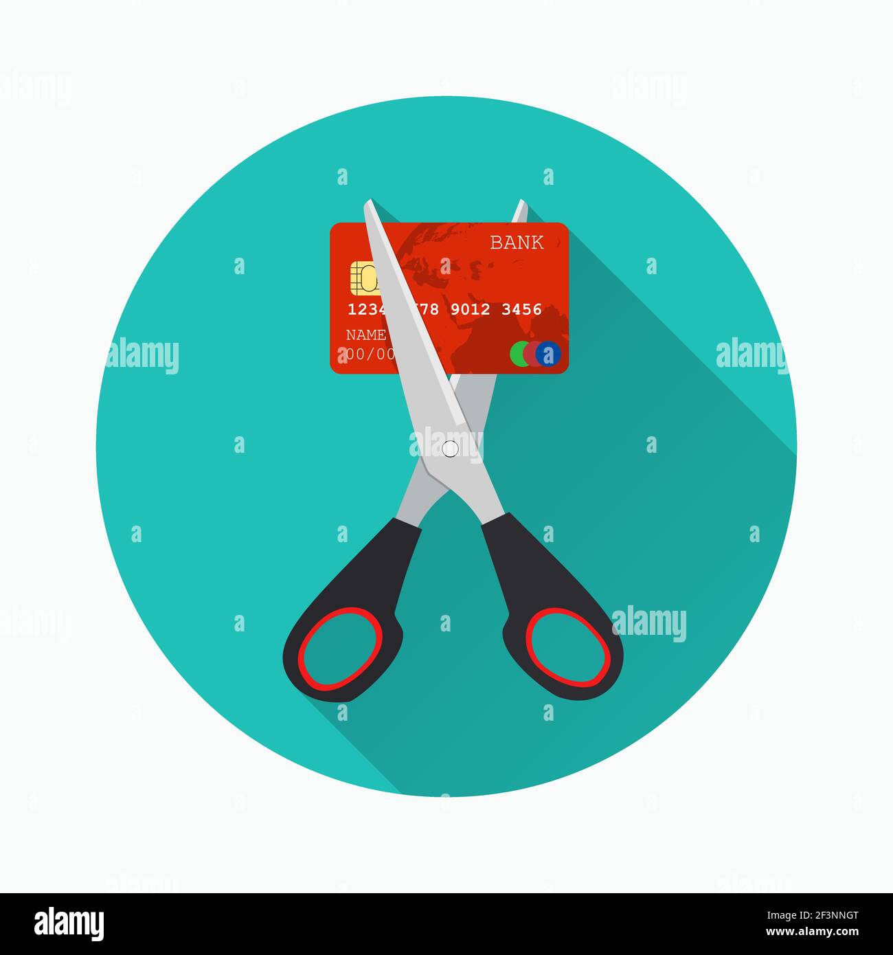 Red credit card cutting by the scissors Stock Vector Image & Art - Alamy