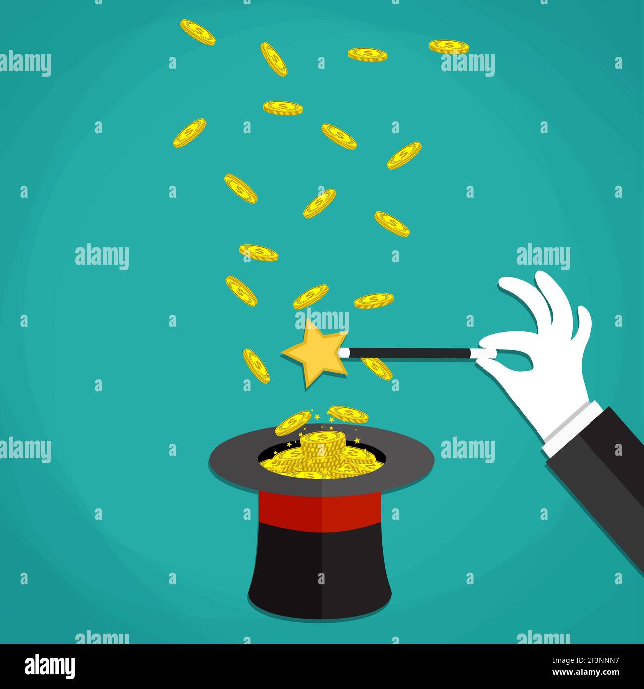 Cash magic hat concept Stock Vector Images - Alamy