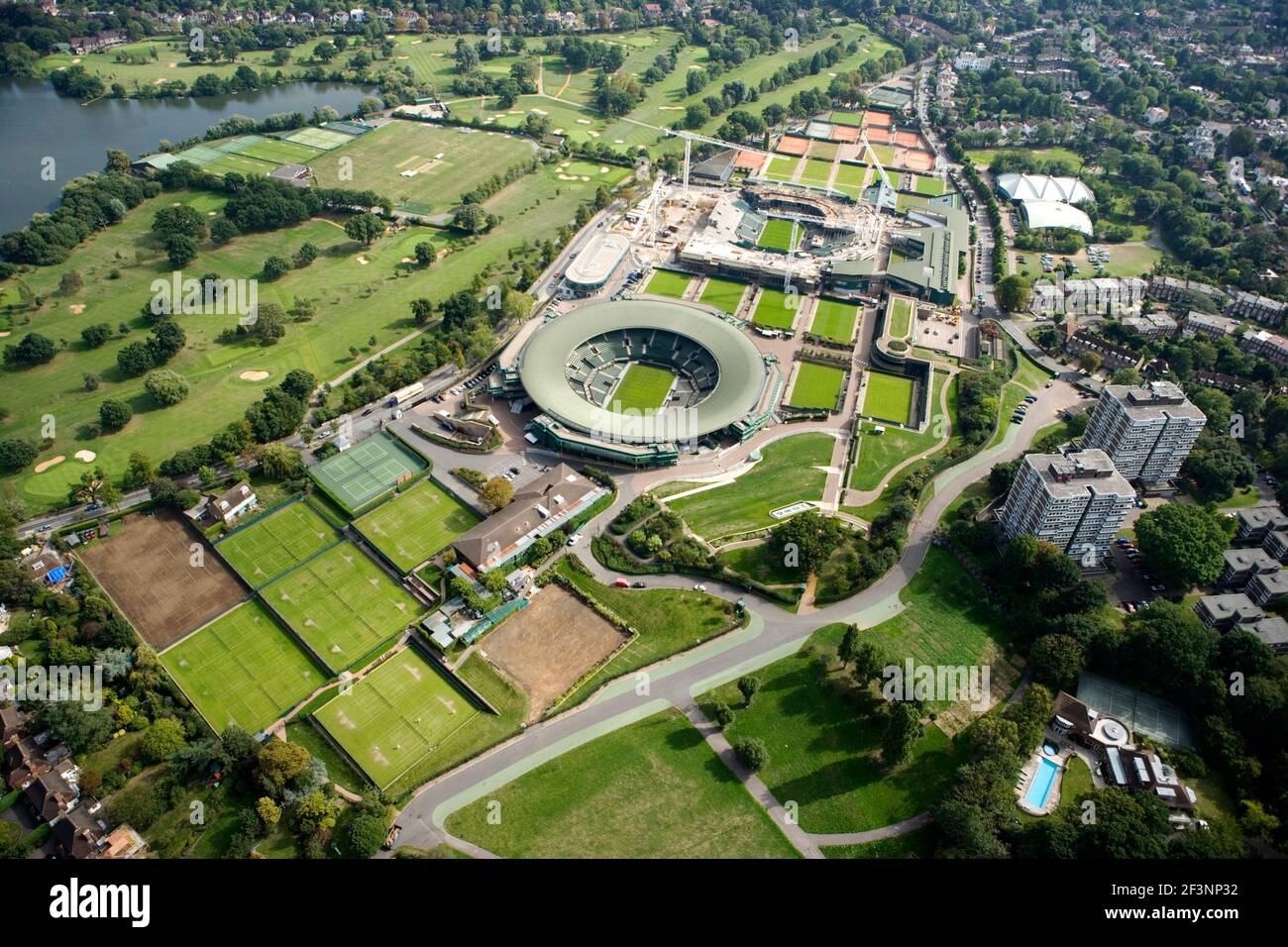 ALL ENGLAND LAWN TENNIS AND CROQUET CLUB, Wimbledon, London. An aerial ...