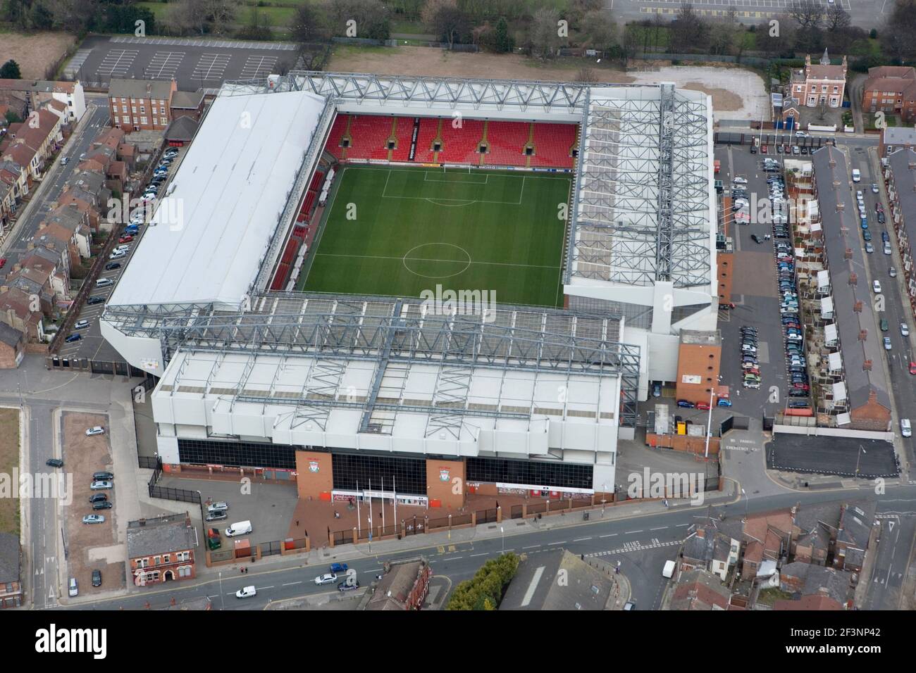 ANFIELD, Liverpool. Aerial view. Home of Liverpool Football Club ...