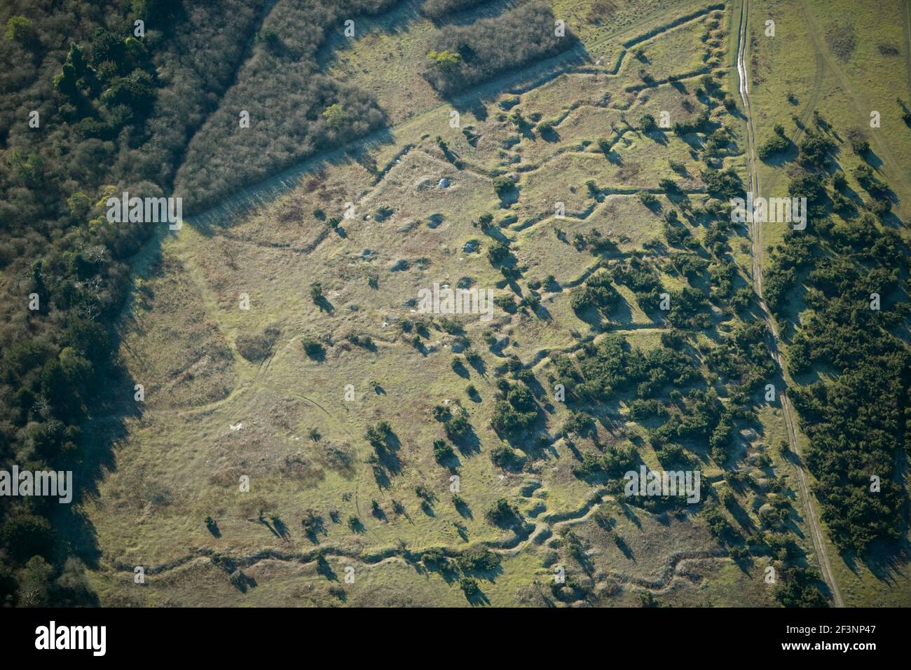 BEACON HILL, near Bulford, Salisbury Plain, Wiltshire. Aerial view ...