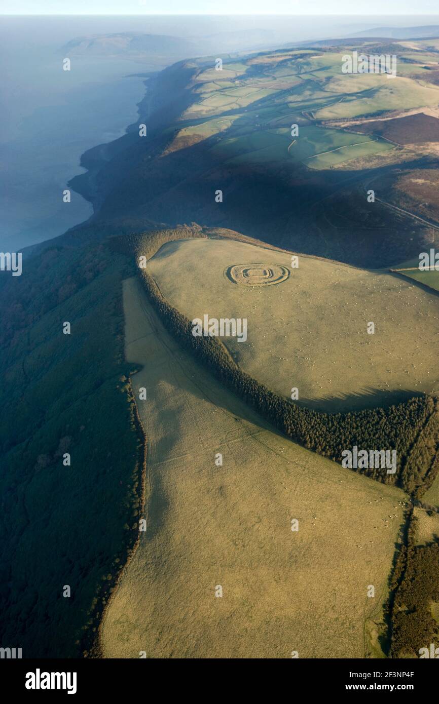 OLD BURROW, Countisbury, Devon. Aerial view. Roman fortlet and signal ...