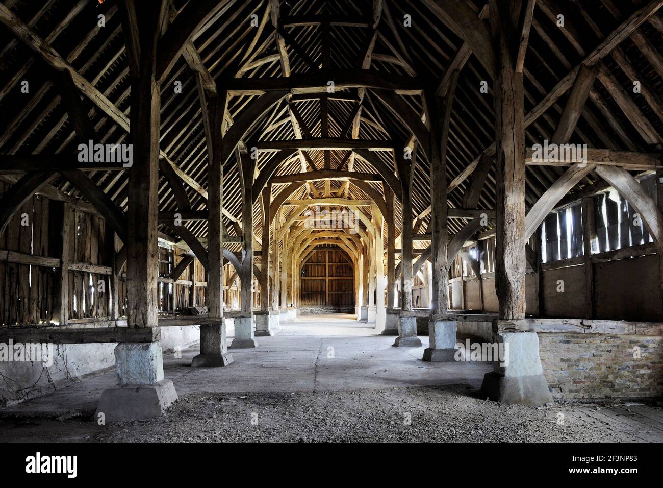 HARMONDSWORTH GREAT BARN, Greater London. Interior view. Medieval ...