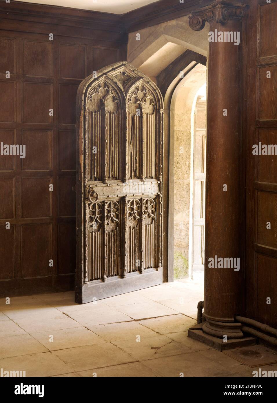 APETHORPE HALL, Northamptonshire. Great Hall, entrance doorway Stock ...