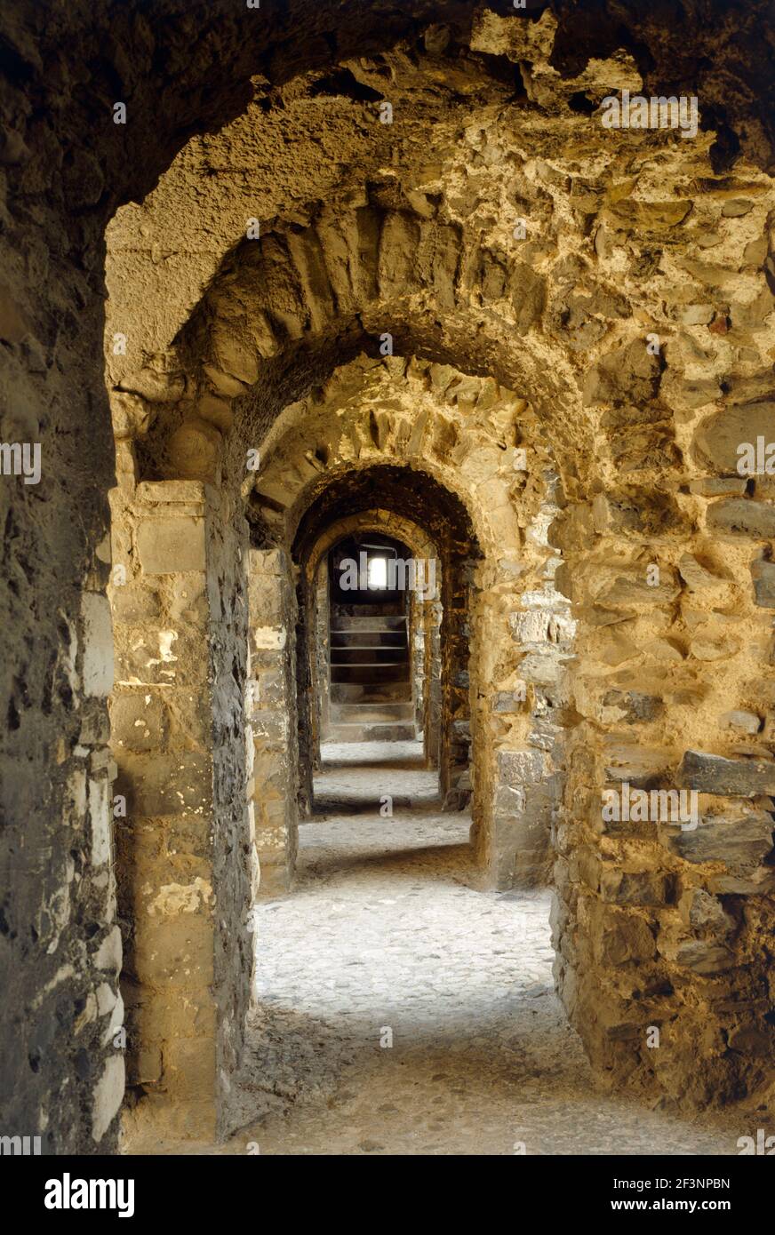 ROCHESTER CASTLE, Kent. Interior view. The mural gallery surrounding ...