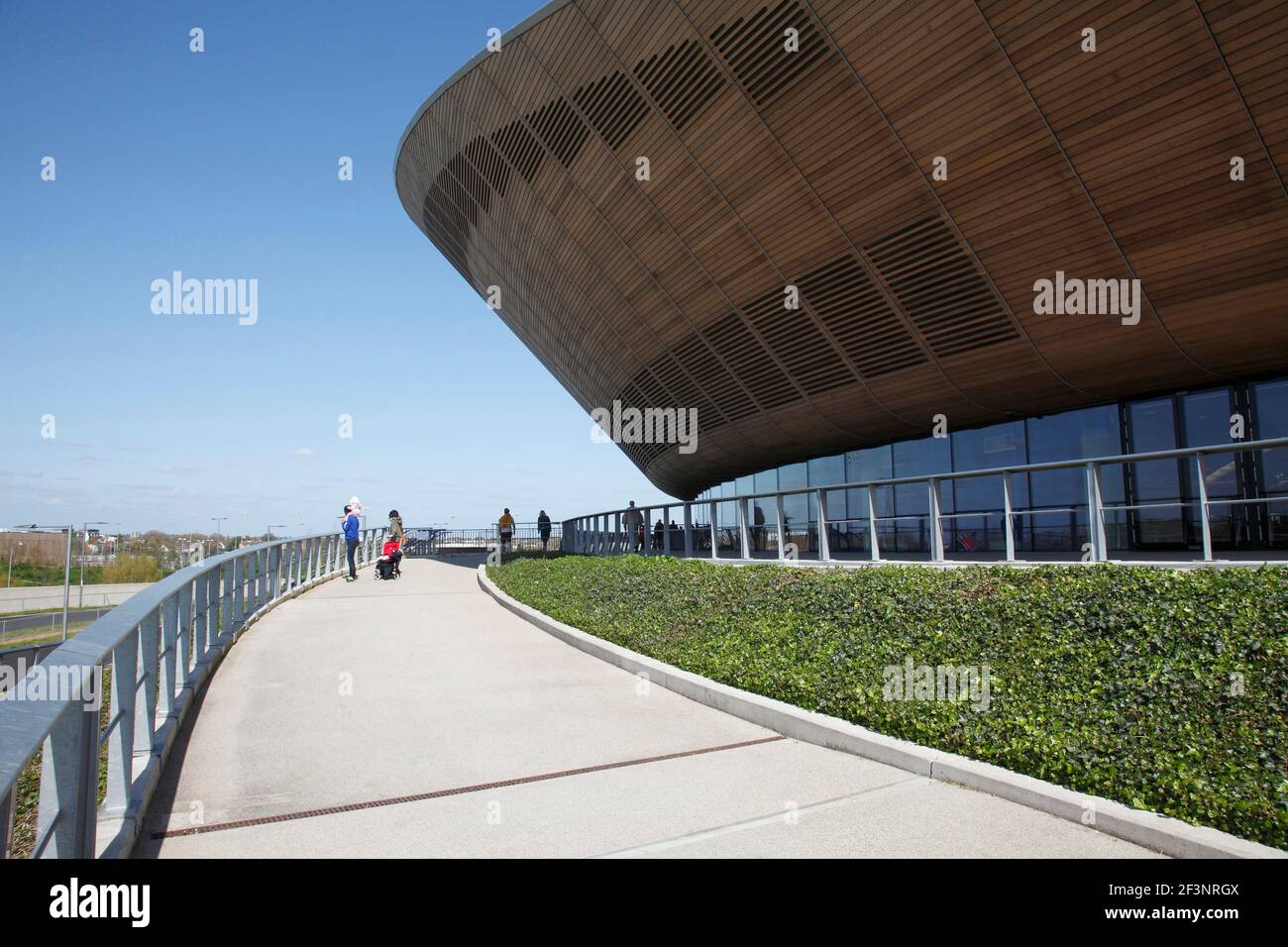 Ramped path up to walkway around velodrome Stock Photo - Alamy