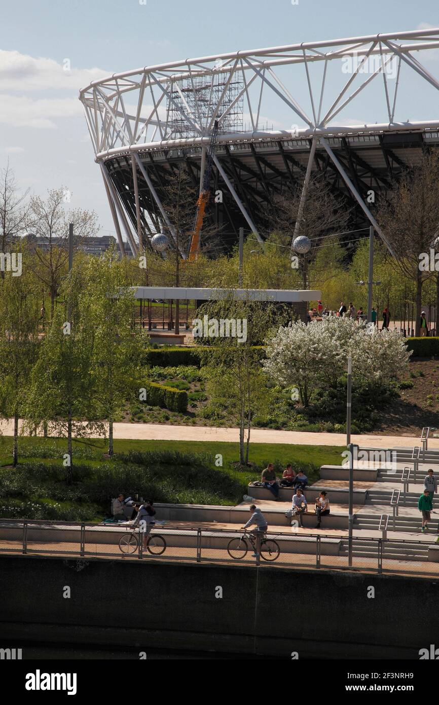The stadium viewed across the river and gardens Stock Photo - Alamy