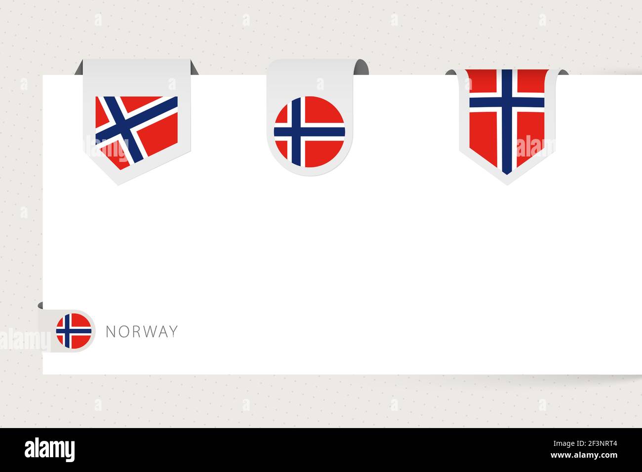 Label flag collection of Norway in different shape. Ribbon flag ...