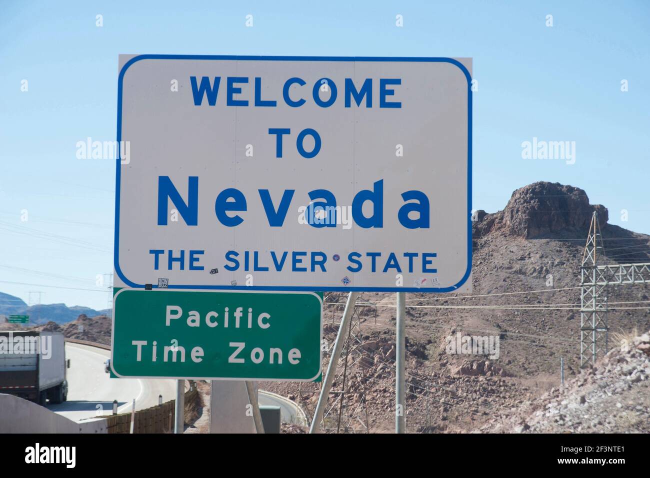 State Border sign, Hoover Dam, Arizona/Nevada, USA Stock Photo - Alamy