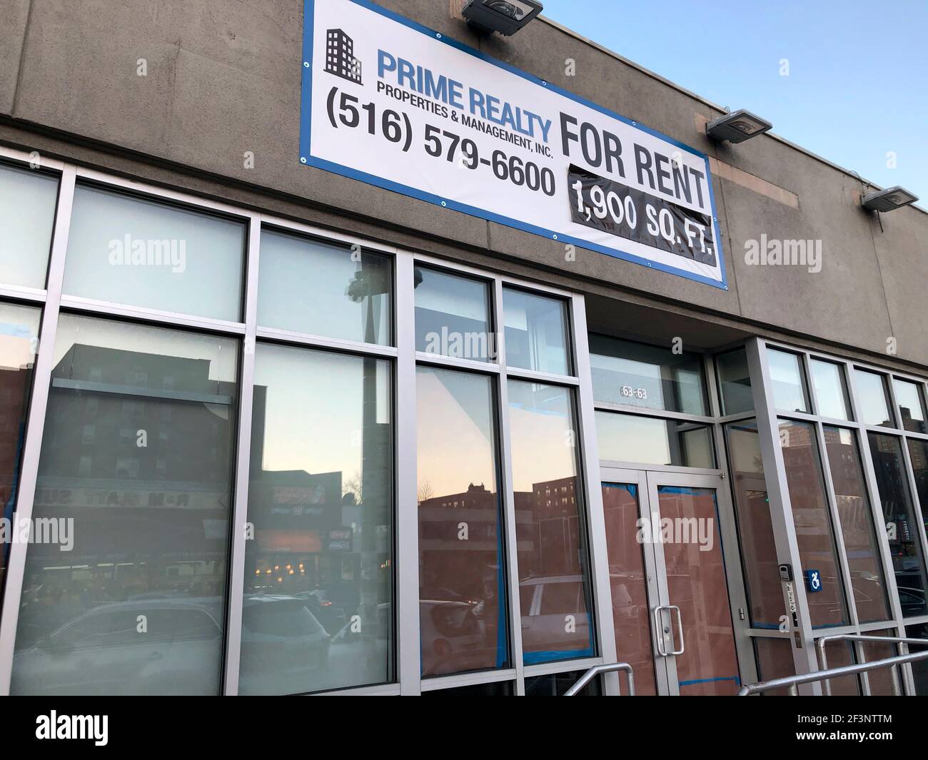 Prime Commercial space for rent sign on closed bank branch, Queens, New ...