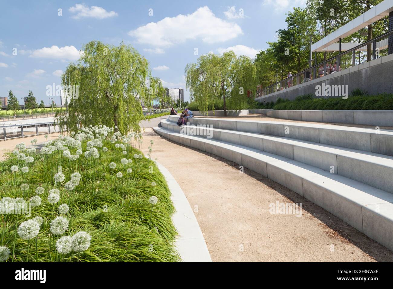 Formal landscaping of the Queen Elizabeth Olympic Park, Stratford ...