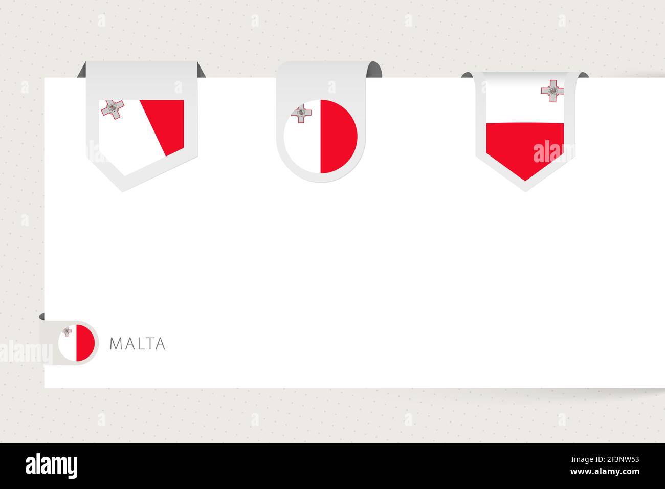 Label flag collection of Malta in different shape. Ribbon flag template ...